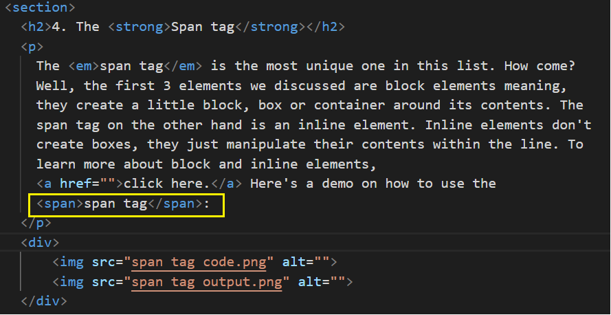 Article | Section | Div | Span